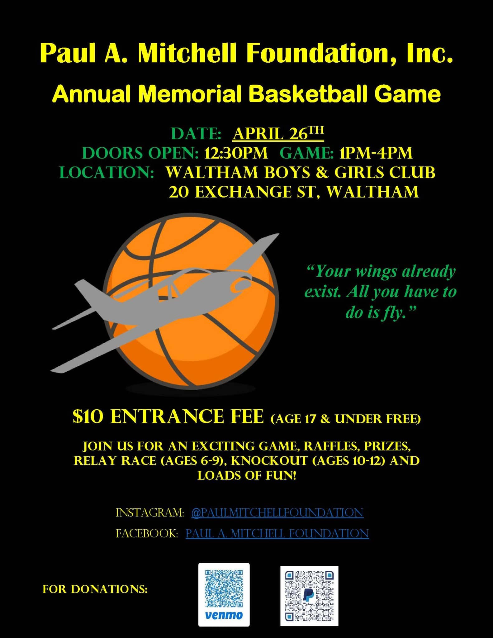 Basketball fundraiser nurtures those who dream of flying – Waltham Times